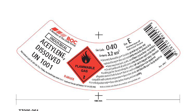 040E BOC DISSOLVED ACETYLENE E SIZE | Black Cat Gas